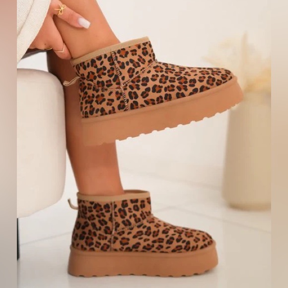 Mudd | Shoes | Womens Mudd Leopard Print Cozy Platform Ankle Boots ...